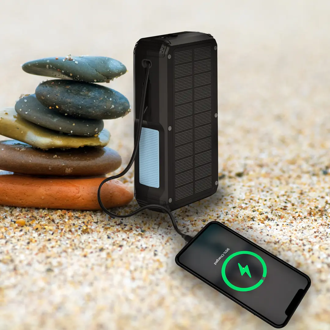 Powerology 27000mAh Solar Wireless Charging Power Bank - Black